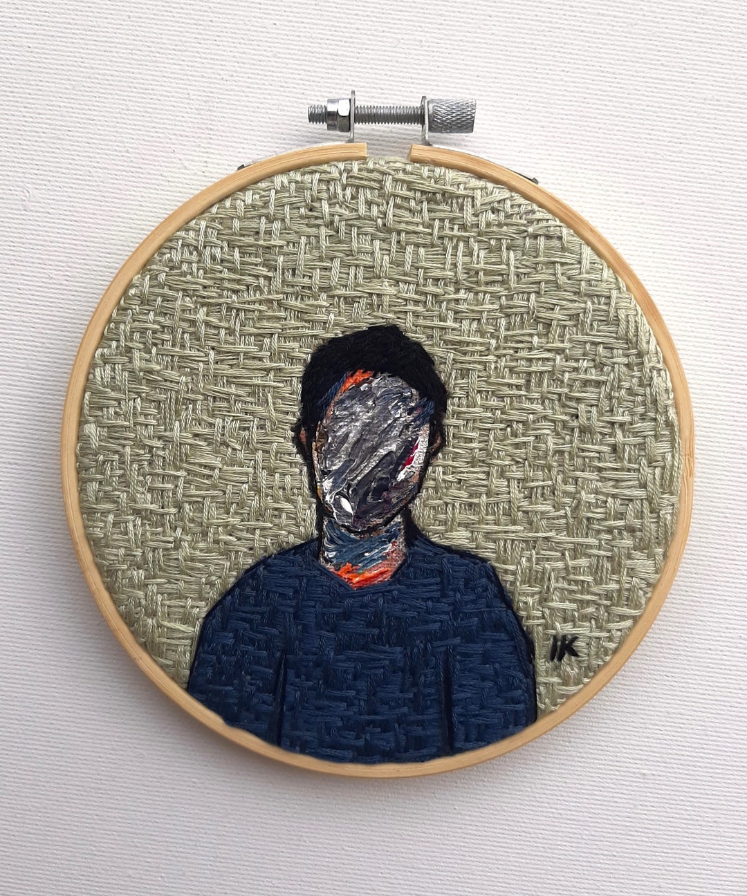 Abstract Portrait, Faceless Male Portrait, Figurative Art, Embroidered ...
