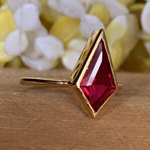 Ruby Kite Cut Engagement Ring | 14k Yellow Gold Ring | Wedding Ring ...