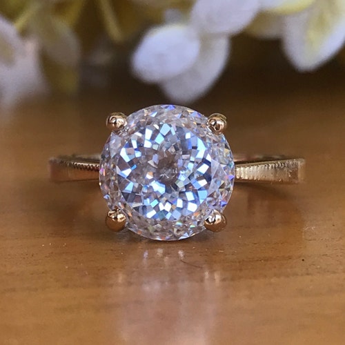 Portuguese Cut Moissanite Engagement Ring 14K Yellow Gold - Etsy