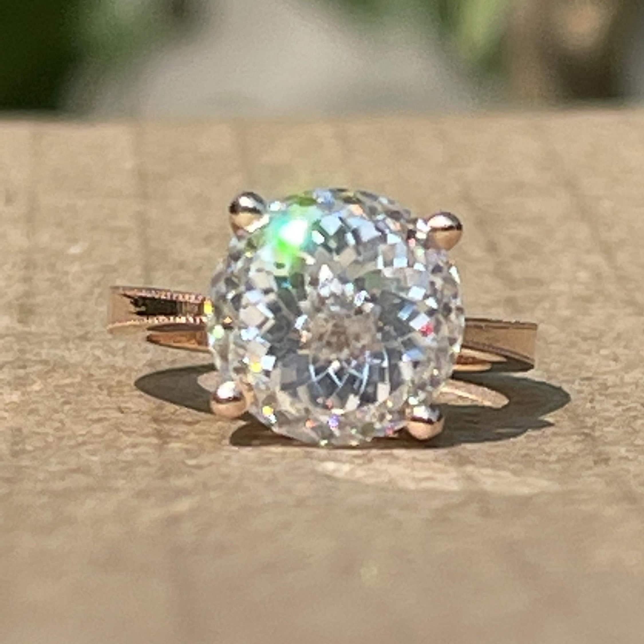 5 CT Portuguese Cut Moissanite Ring Engagement, 14k Rose Gold Ring ...