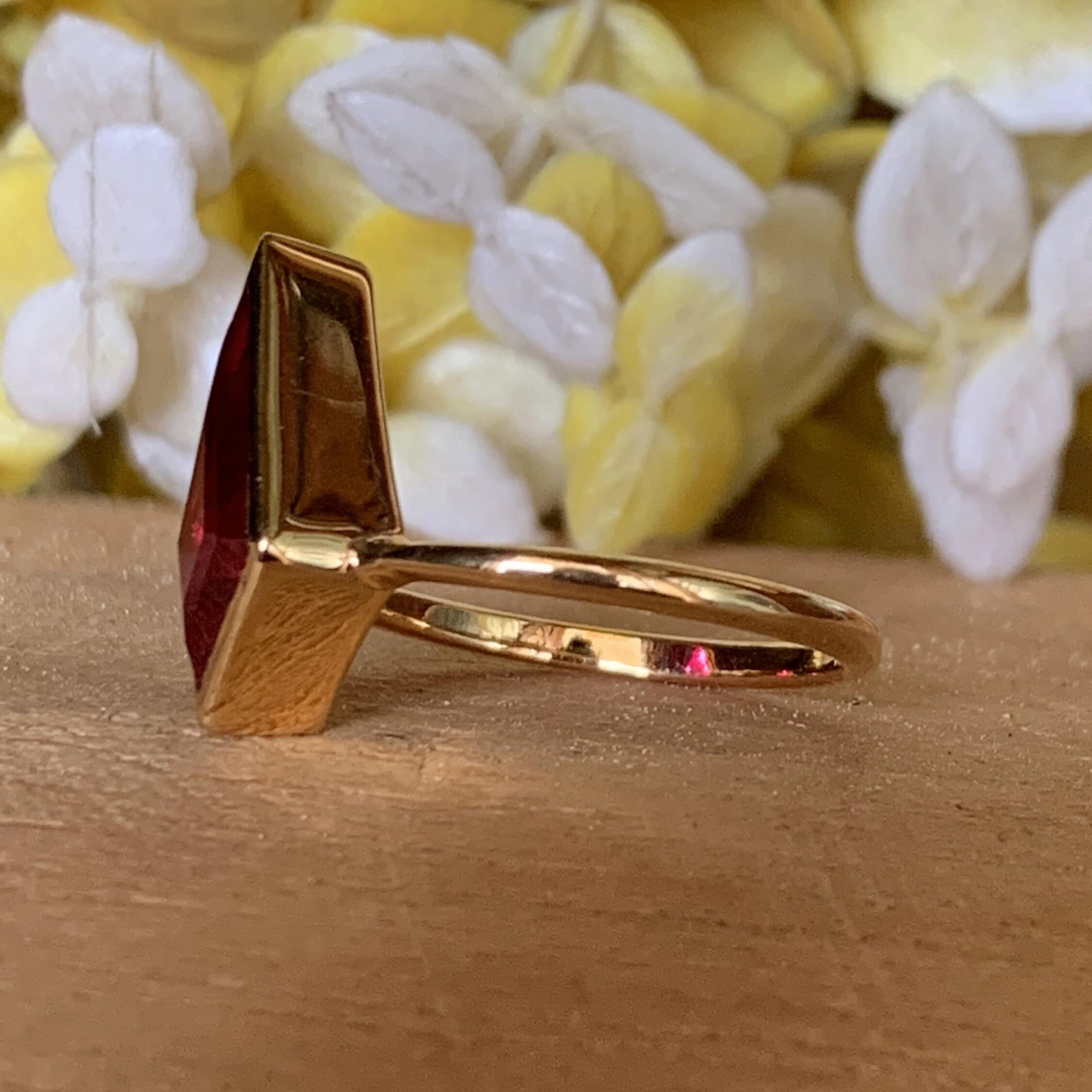 Ruby Kite Cut Engagement Ring 14k Yellow Gold Ring Wedding - Etsy
