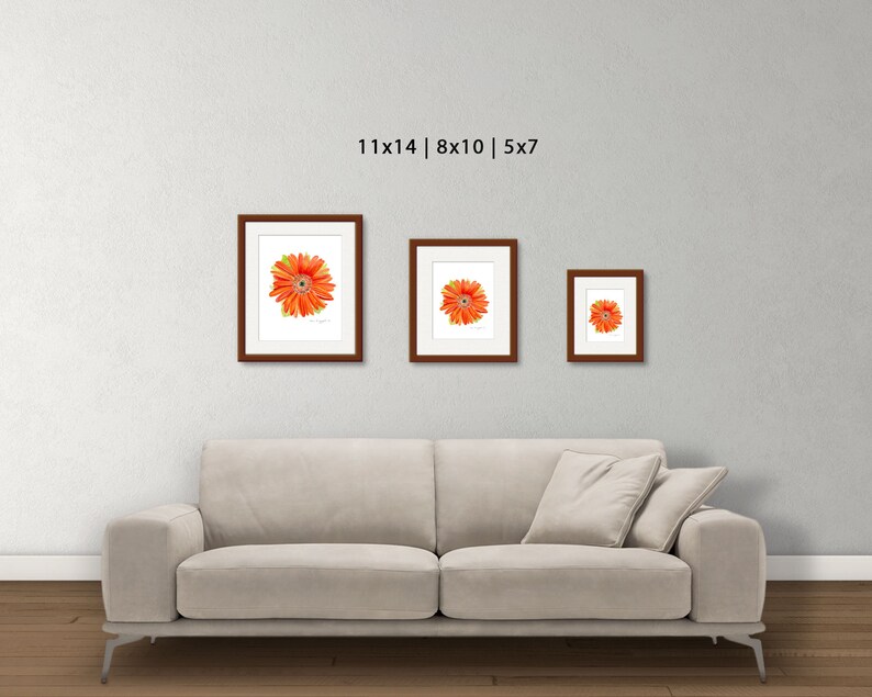 Orange Gerbera Daisy Watercolor Art Print: Floral Home Decor - Etsy