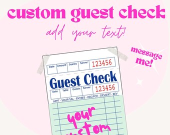 Guest Check Print - Etsy
