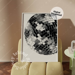 Disco Ball Print, Funky Prints, Groovy Posters, Dorm Room Decor, Black ...
