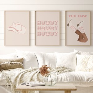 Set of 3 Howdy Prints, Light Pink Howdy Sign, Blush Western Wall Art ...