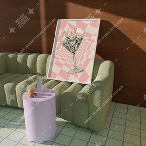 Pink Funky Martini Cocktail Print Pink Cocktail Poster Bar - Etsy