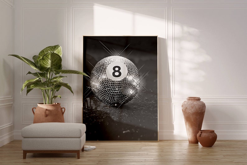 8 Ball Disco Ball Print, Game Room Retro Wall Art (digital Download) - Etsy