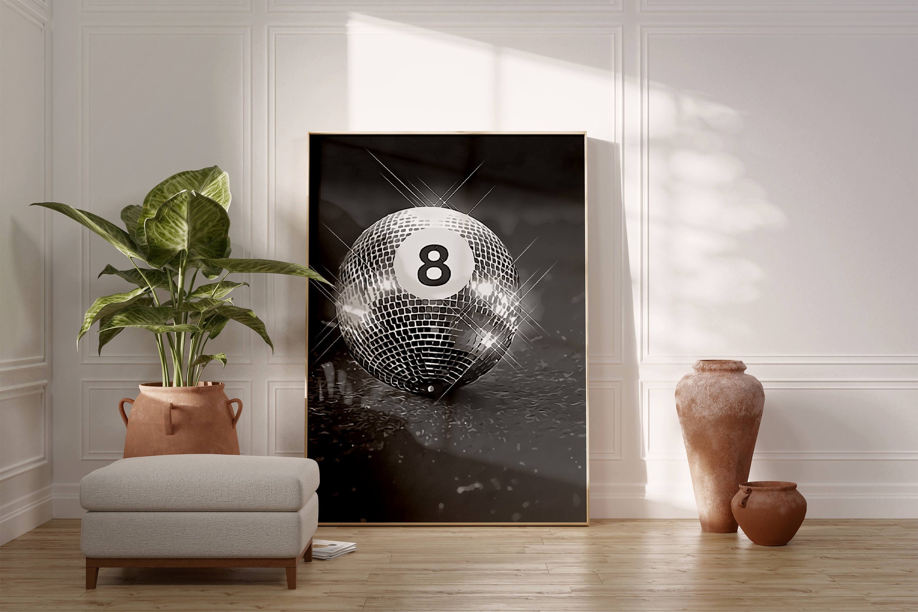 8 Ball Disco Ball Print, Game Room Retro Wall Art (digital Download) - Etsy