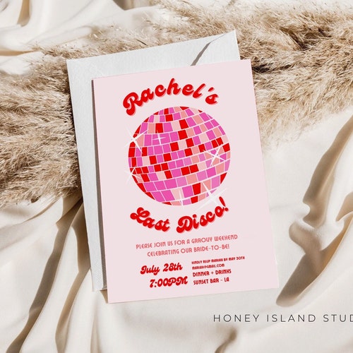 Last Disco Retro Bachelorette Invite and Itinerary // Editable - Etsy