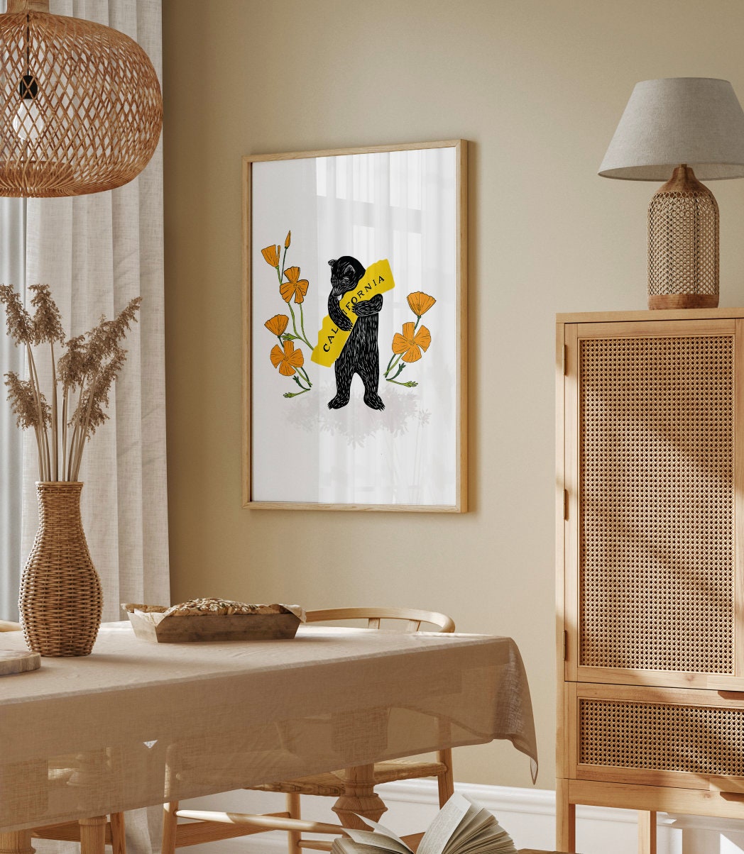 I Love California Bear Hug Print California Poppy California - Etsy