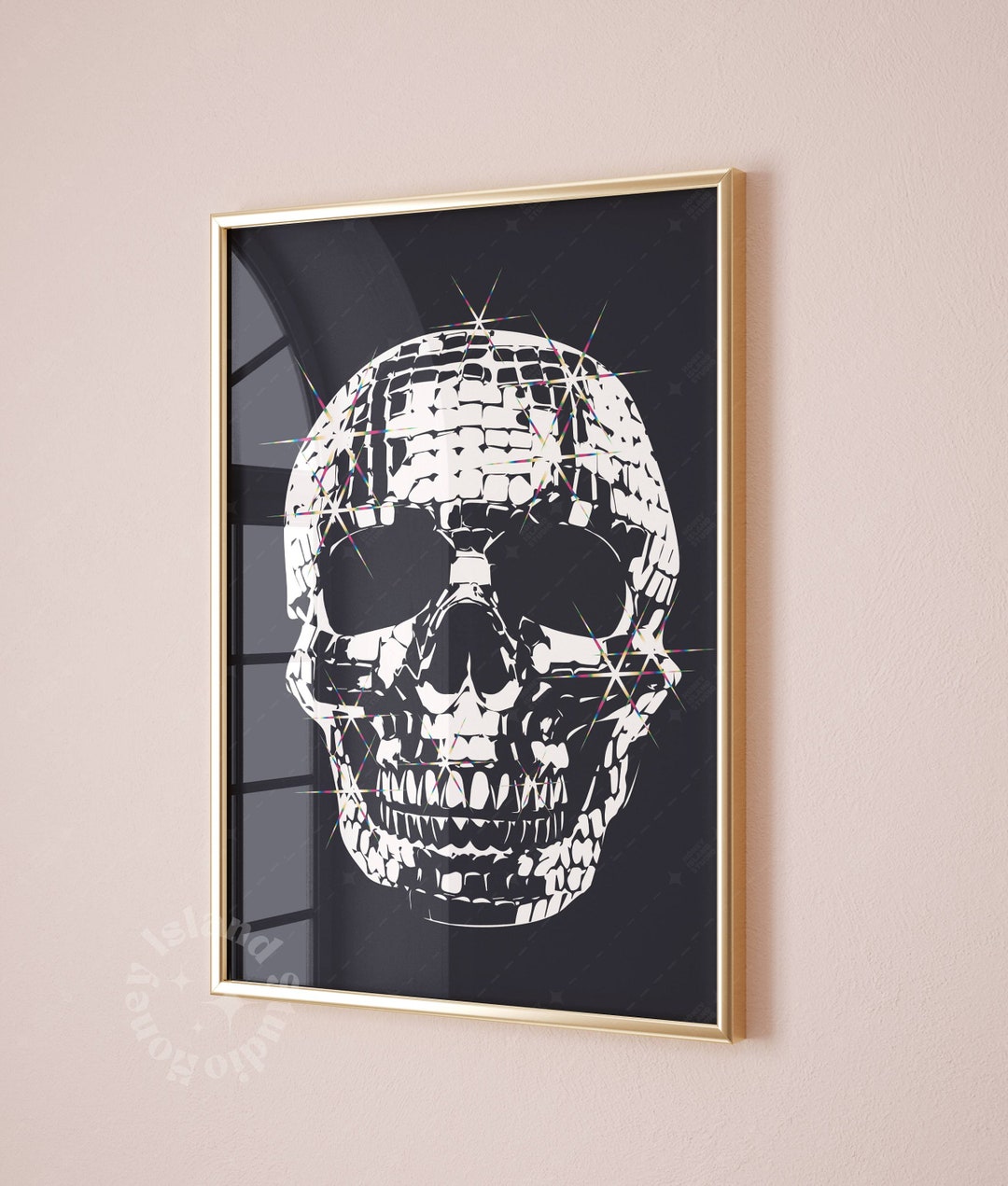 Halloween Wall Art , Disco Skeleton Bar Cart Wall Art, Halloween Decor ...