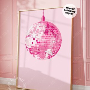 Disco Ball Pink Wall Art Pink Disco Ball Poster Pink Wall - Etsy