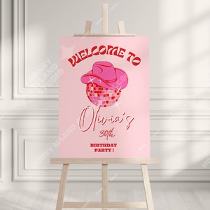 Disco Cowgirl Welcome Sign Template, Western Welcome Banner, Editable ...