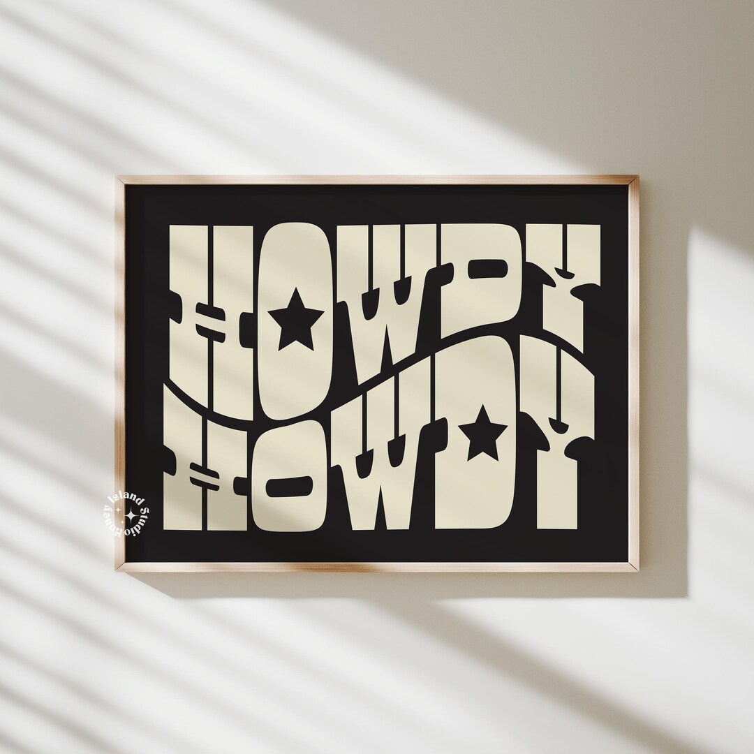 Howdy Howdy Typography Western Print Horizontal Landscape Art Print ...