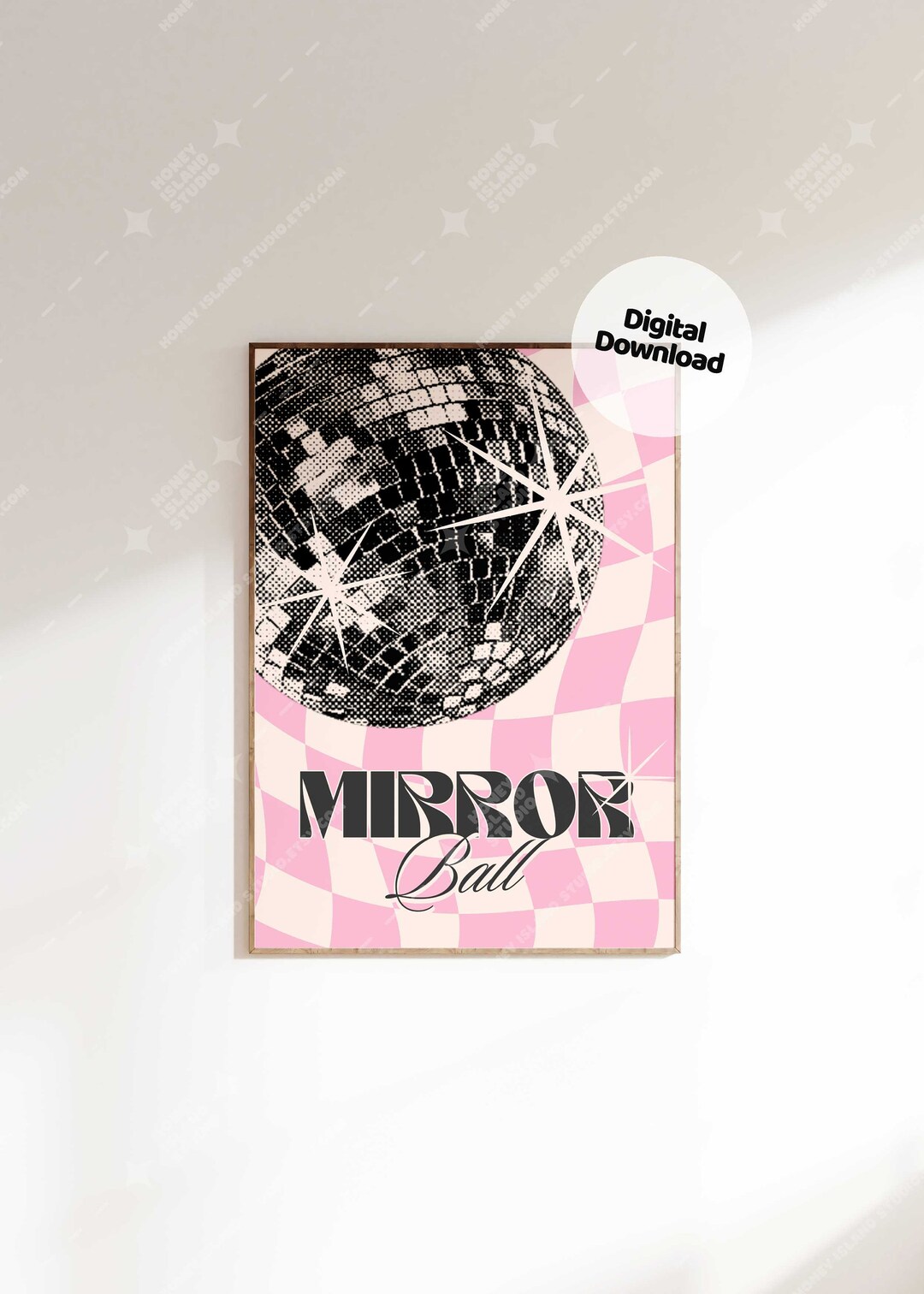 Mirror Ball Print, Funky Prints, Mirror Ball Groovy Posters, Dorm Room ...
