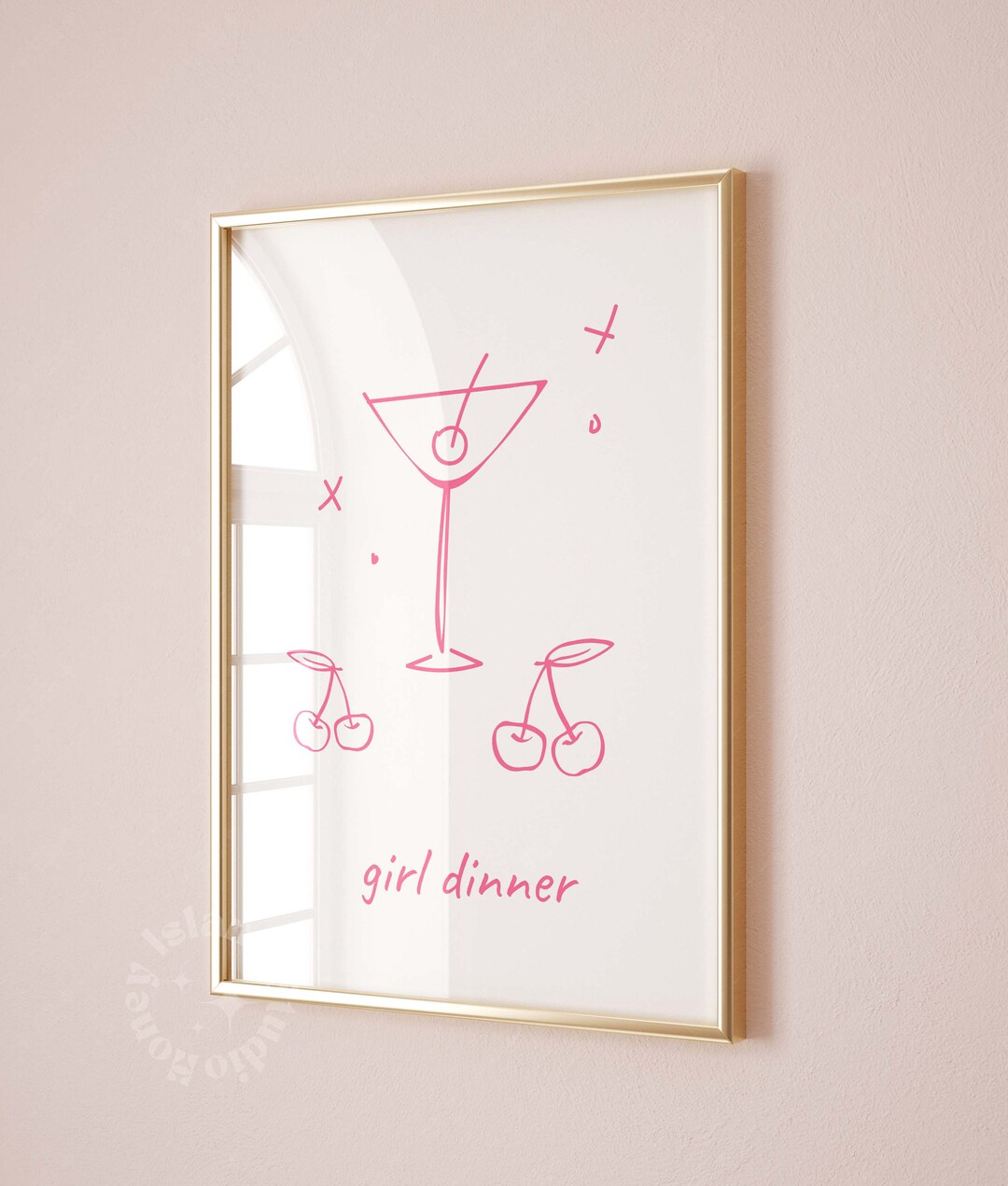 Girl Dinner Print, Funny Kitchen Prints, College Apartment Poster Pink ...