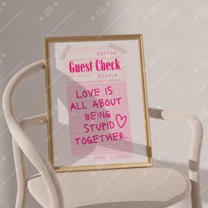 Guest Check Print, Trendy Girly Prints, Digital Download Print, Girly Print, Guest Check Pink ...