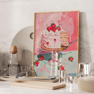 Retro Cake Wall Art Vintage Cake Kitchen Print Pretty Decor Cake ...
