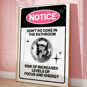 Trendy Dont Do Coke in the Bathroom Sign, Funny Restroom Decor, Warning ...