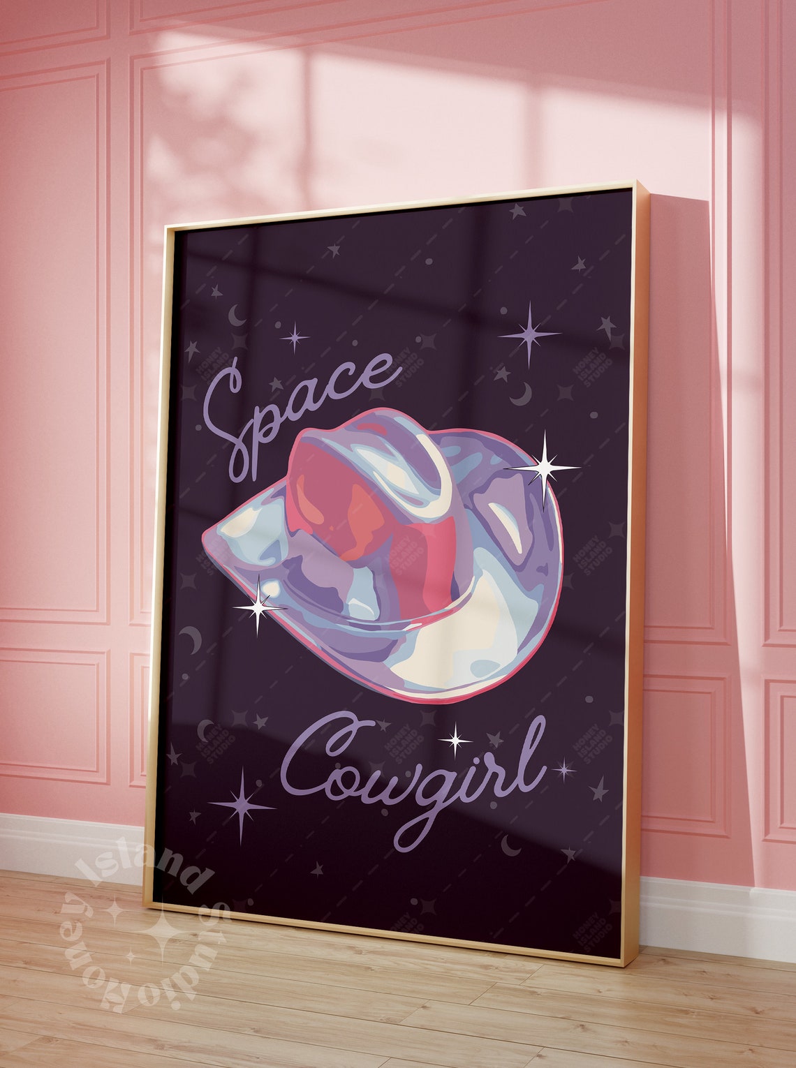 Space Cowgirl Hat Art Print, Western Dorm Decor - Etsy