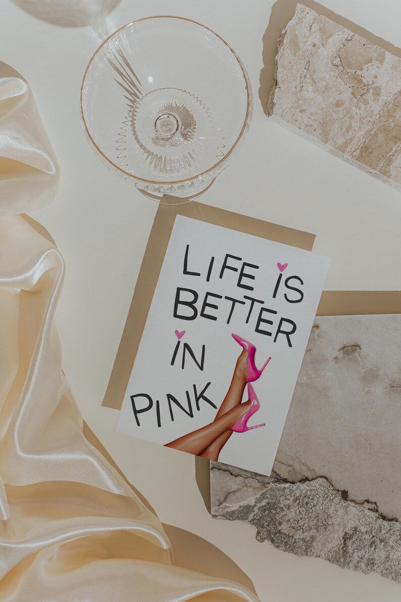 Life is Better in Pink Fashion Print: Girly Dorm Decor, Baddie Poster ...