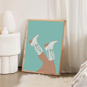 Turquoise Rodeo Print, Preppy Western Wall Art, Cowgirl Poster, Cyan ...