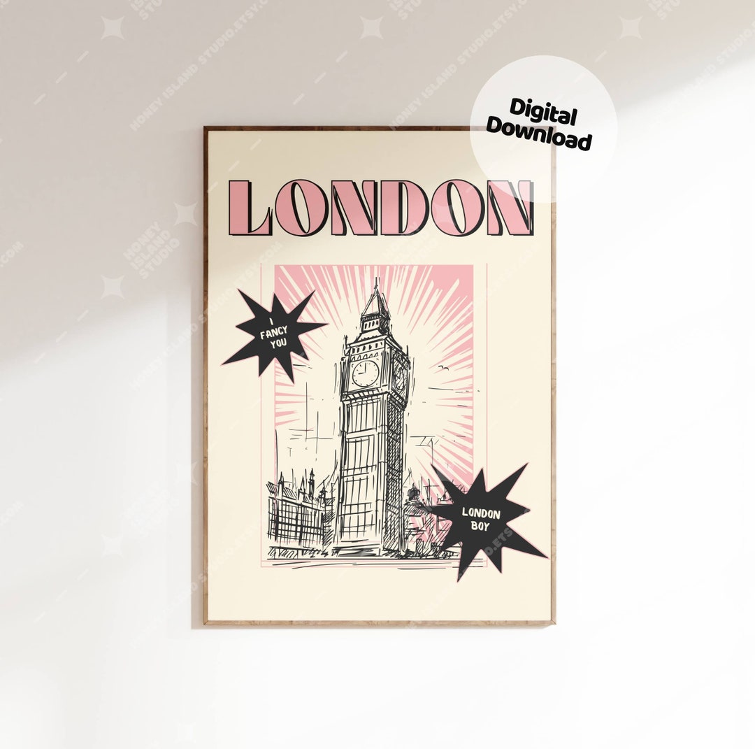 London Print, London UK Poster, Retro London Boy Digital Download ...