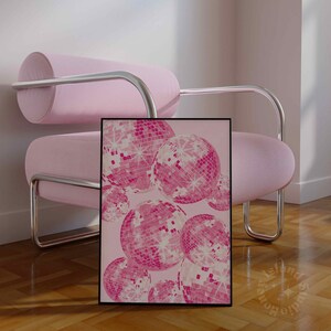 Disco Ball Wall Art, Pink Disco Ball Poster, Pink Wall Decor, Hot ...