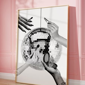 Disco Ball Print: Girly Pink Bathroom Restroom Wall Art (UNFRAMED) - Etsy