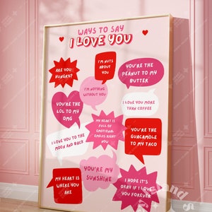 Ways to Say I Love You Poster, Ways to Say I Love You Print Gift, Bar ...