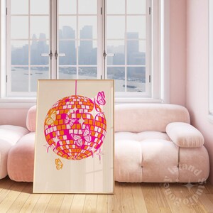 Preppy Disco Ball Print, Retro Wall Decor, Trendy Maximalist Poster ...