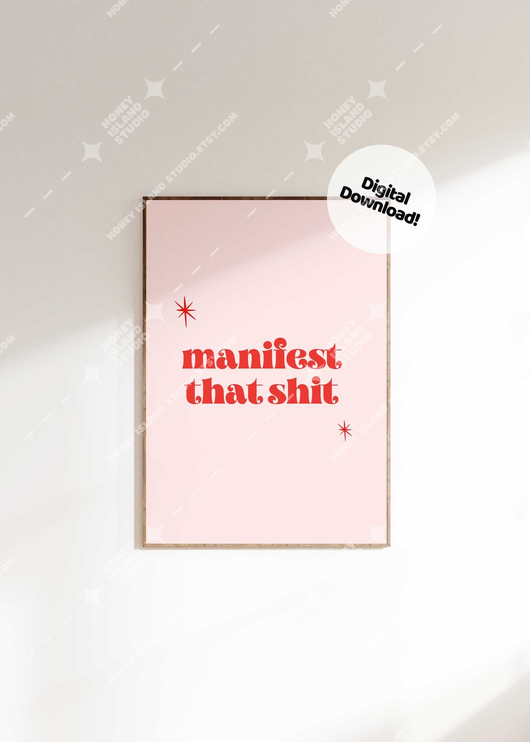 Manifest That Shit Print, Typography Poster, Apartment Decor, Preppy ...