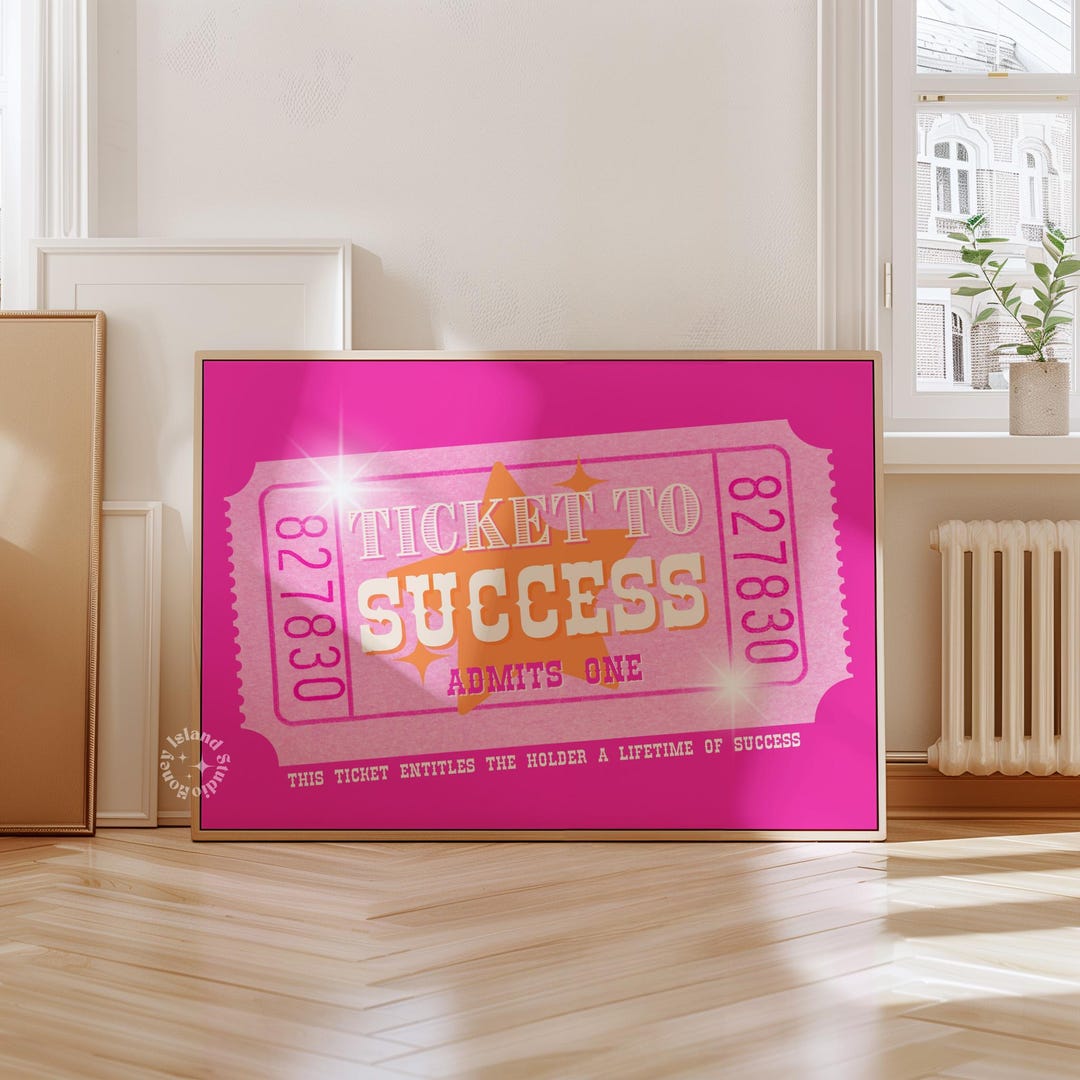 Ticket to Success Print, Trendy Retro Affirmation Wall Art, Aesthetic ...