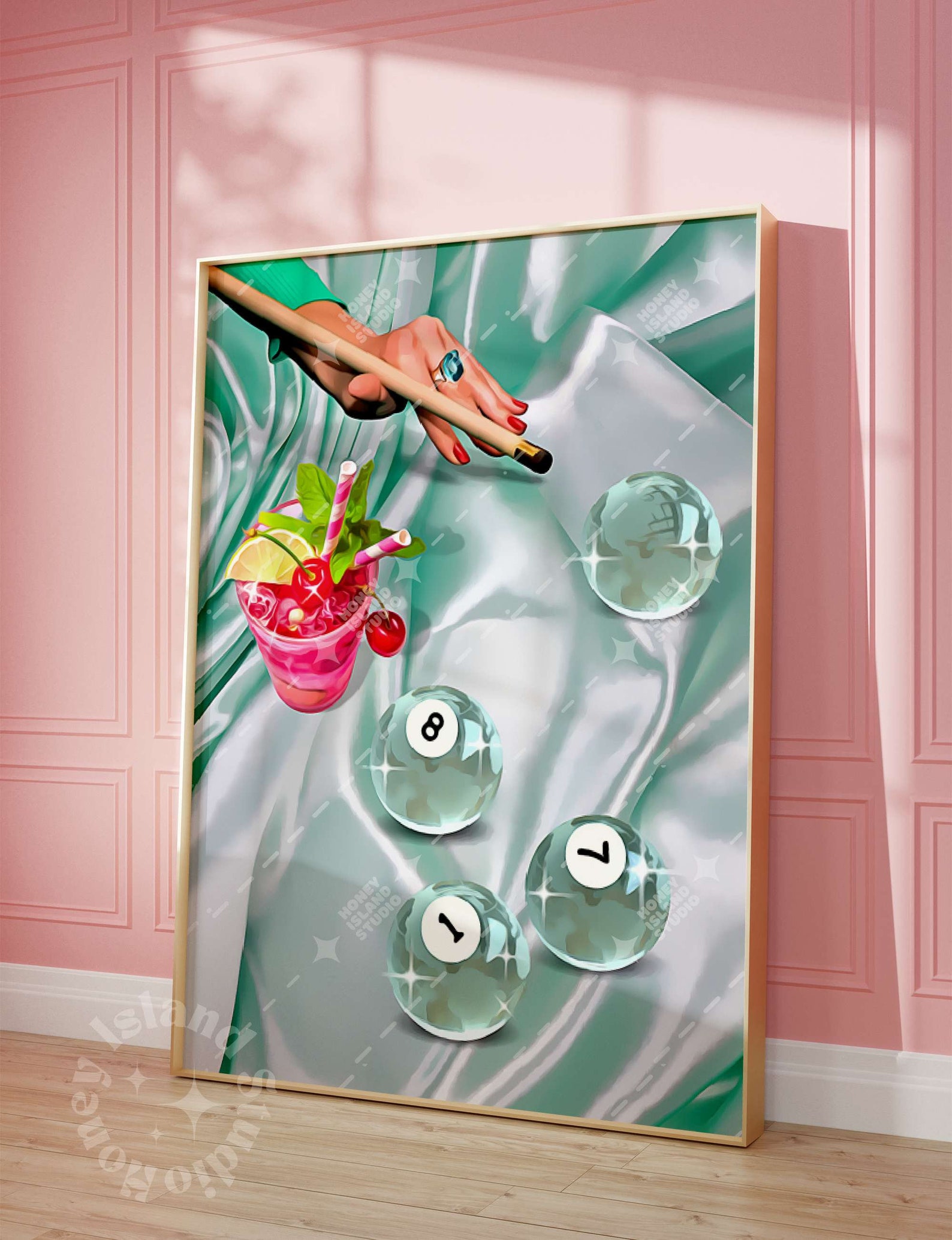 Retro Billiards Poster, Woman Playing Pool, Drinks Wall Art - Etsy