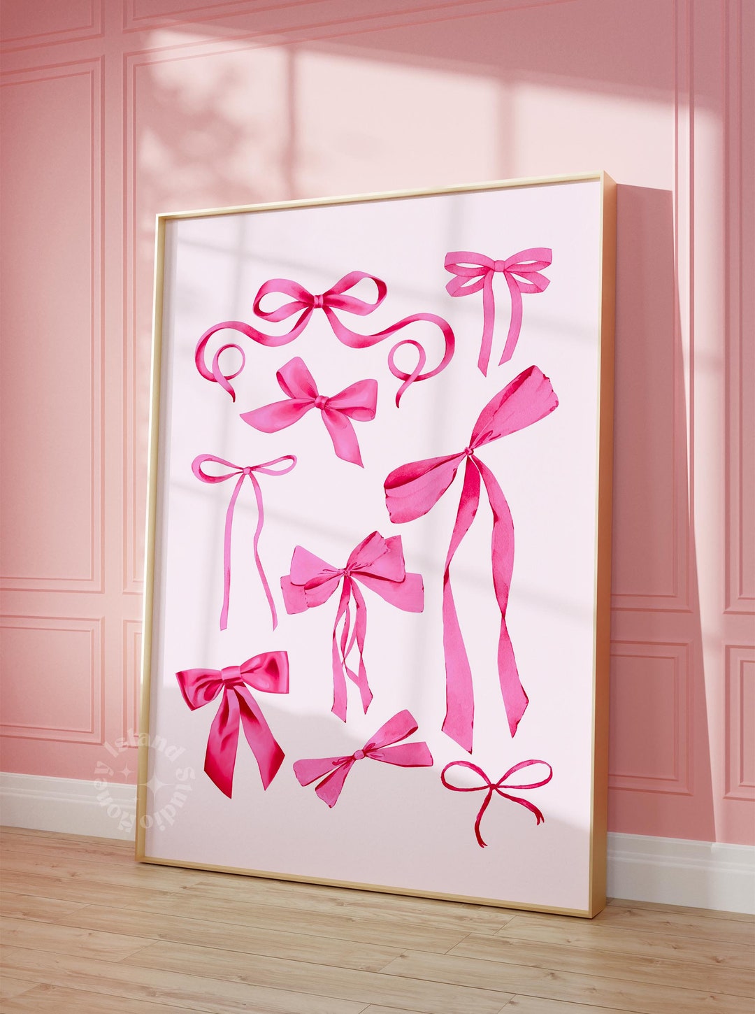 Pink Bow Coquette Poster, Hair Ribbon Decor Preppy Aesthetic, Coastal ...