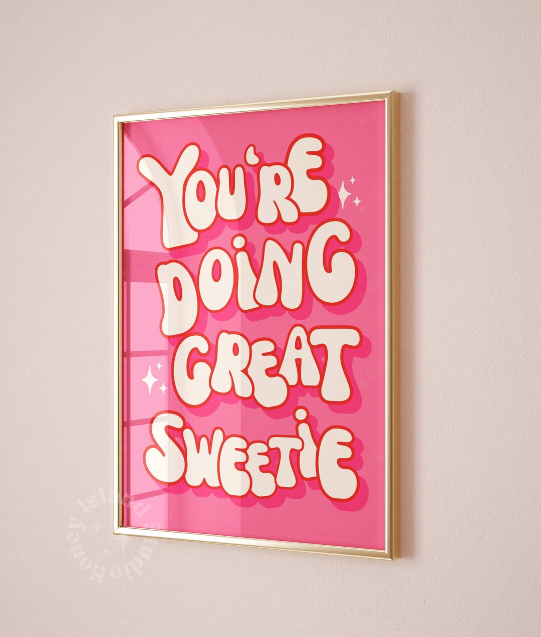 Affirmation Wall Art, Pink Wall Art, Girl Room Decor Retro Art Print ...