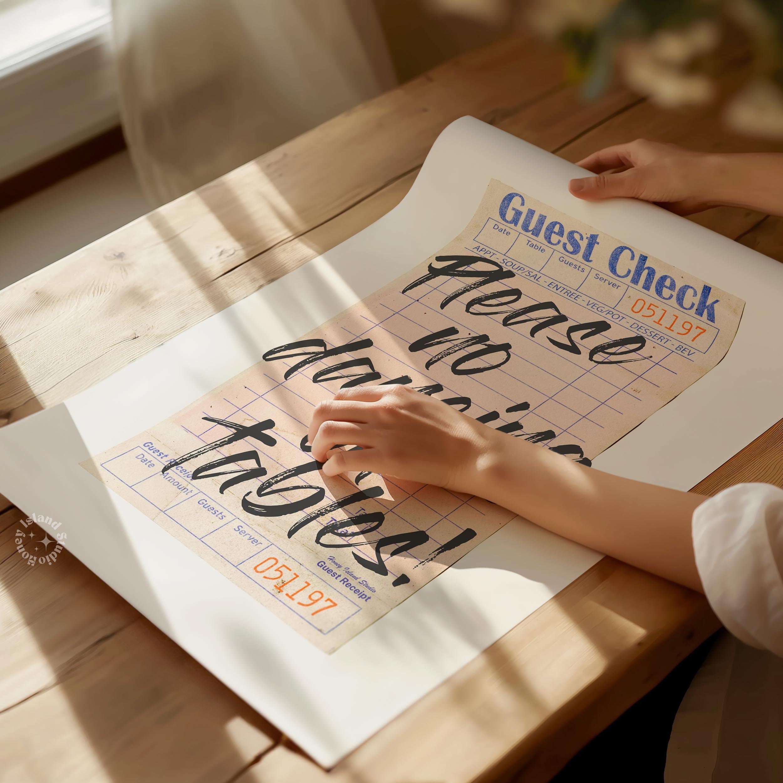 Retro Guest Check Print: Please No Dancing on Tables - Bar Cart Decor ...