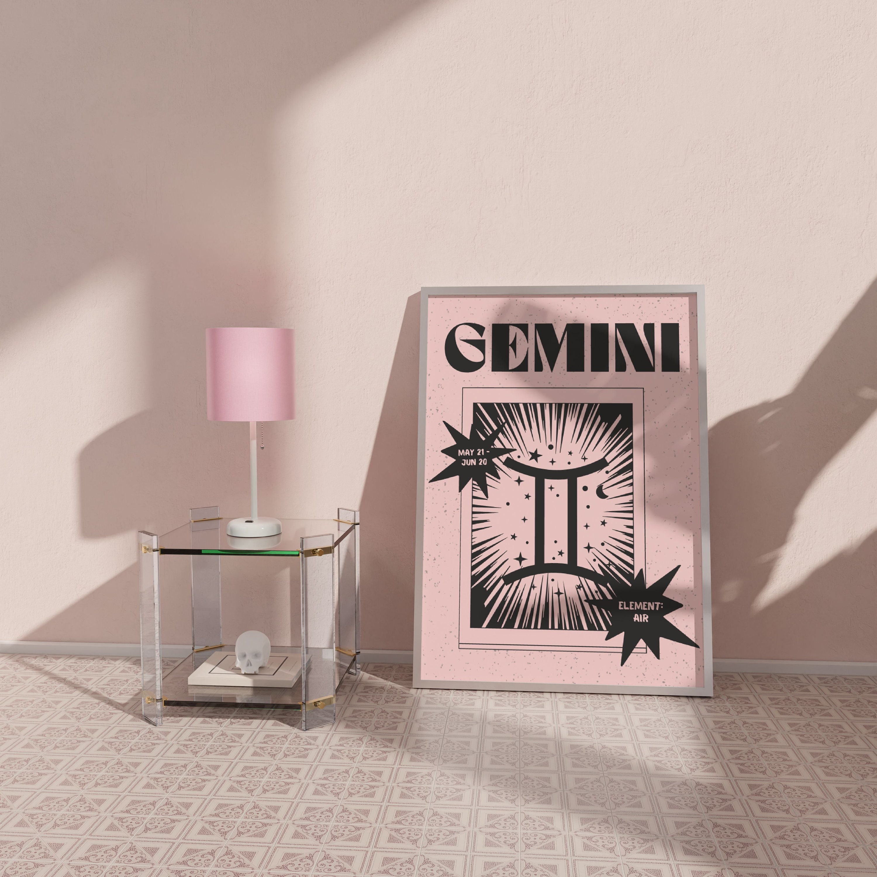 Gemini Poster Gemini Retro Zodiac Wall Print Retro Wall - Etsy