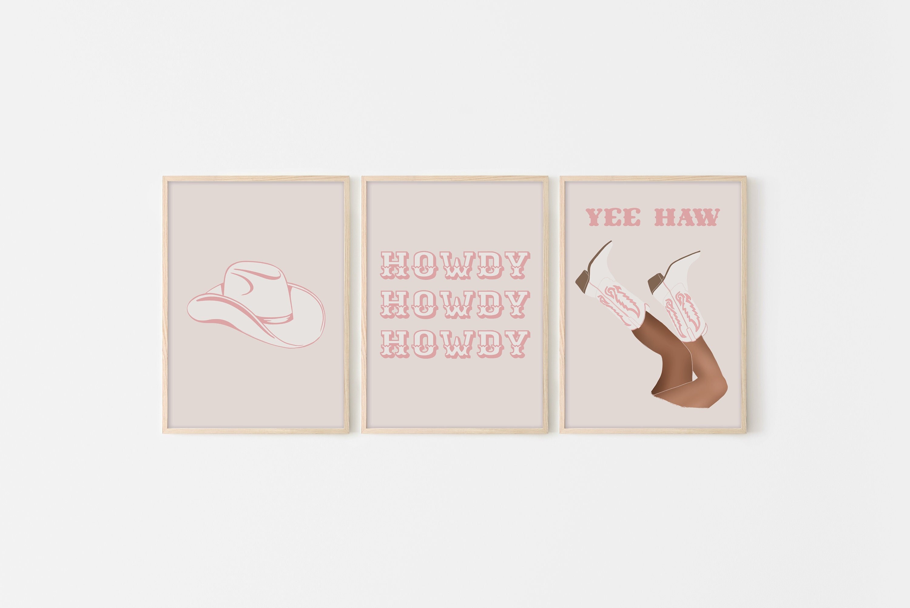 Set of 3 Howdy Prints Light Pink Howdy Sign Blush Western - Etsy