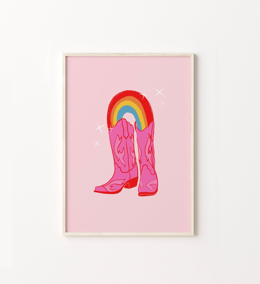 Western Boots, Rainbow Western Printable Wall Art, Y2K Aesthetic, Pink ...