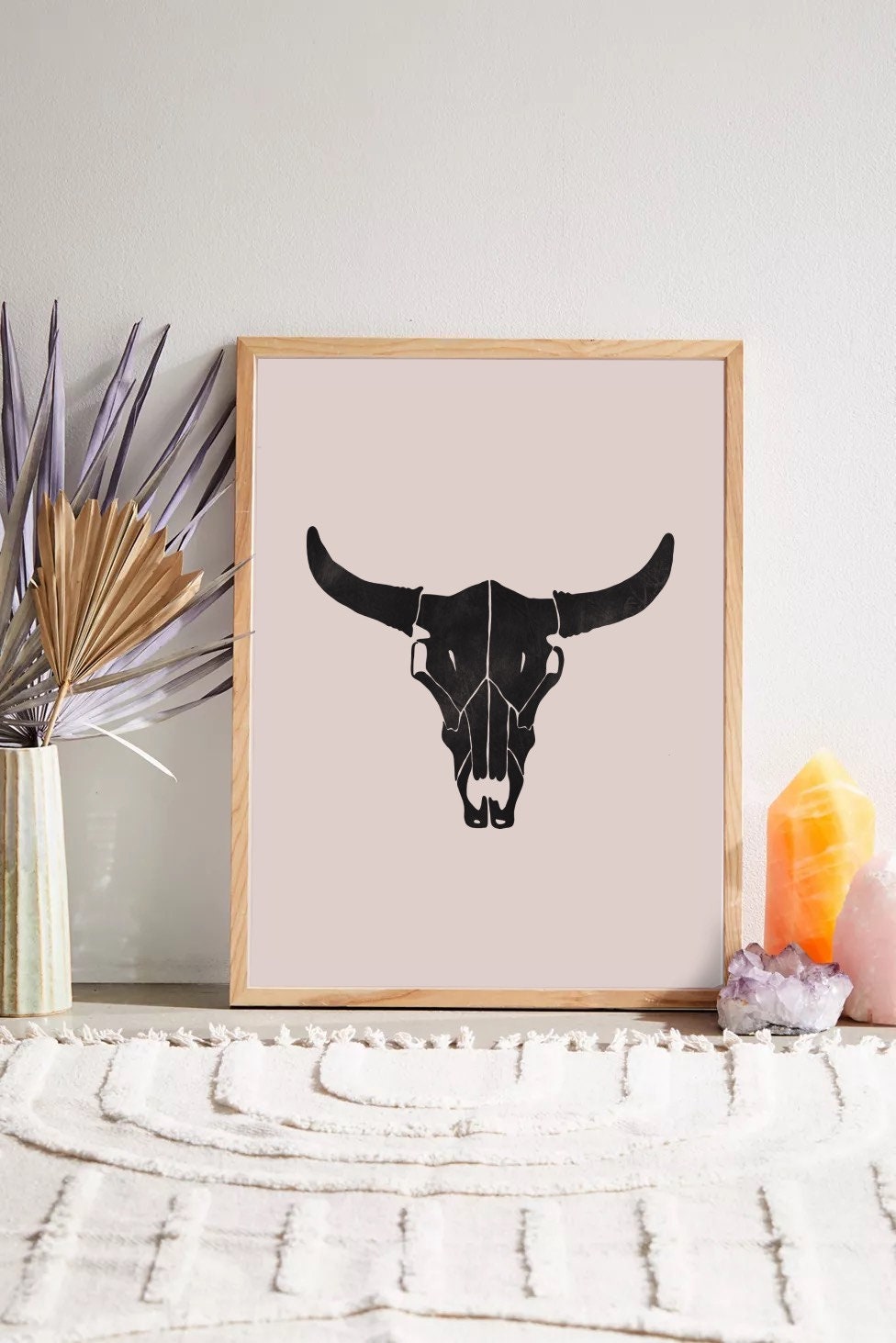 Cow Skull Printable Art Western Print Cowgirl Boho Wall - Etsy