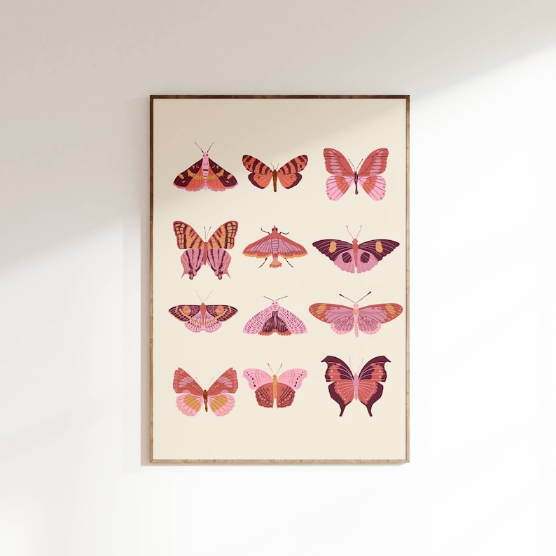 Vintage Butterfly Print Moth Collection Wall Art Digital - Etsy