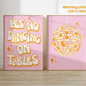 Disco Ball Preppy Dorm Decor, Pink Girly Prints, Groovy 70s Decor ...