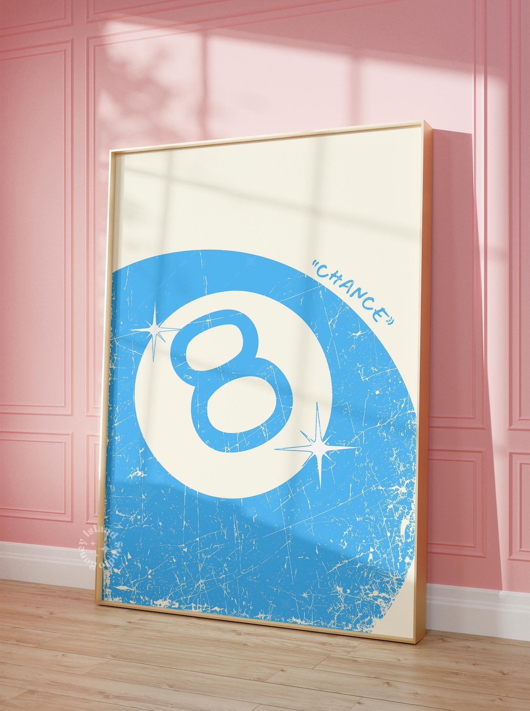 8 Ball Pink Blue Luck Chance Retro Art Print Bar Cart Decor Retro Ball ...