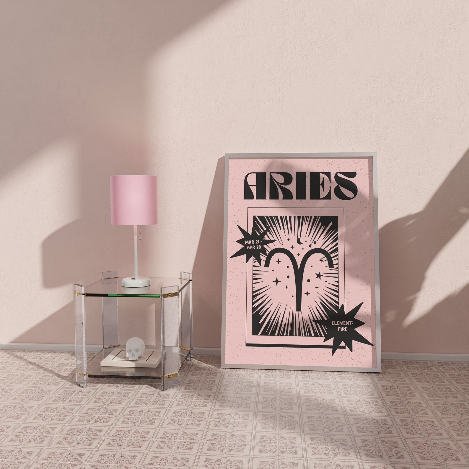 Aries Poster Aries Zodiac Wall Print Retro Wall Decor - Etsy