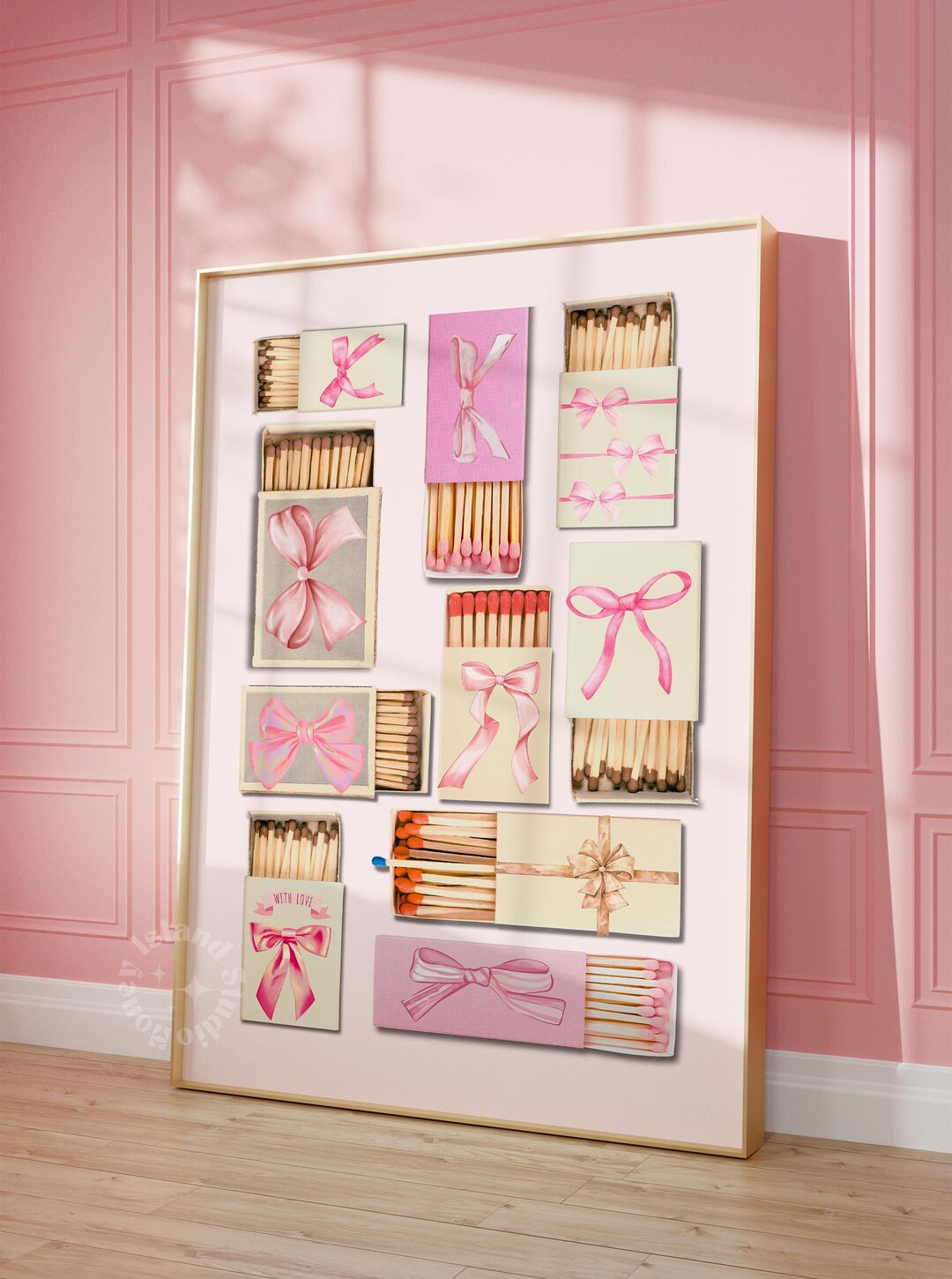 Pink Bow Print Retro Matchbox Coquette Poster Pink Bow Coquette Poster ...