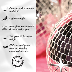 Pink Disco Ball Disco Sparkly Print Retro Wall Art Trendy Wall Art ...