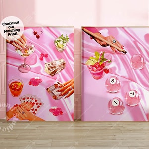 Pink Playing Cards Wall Print Pink Poker Night Cards & - Etsy