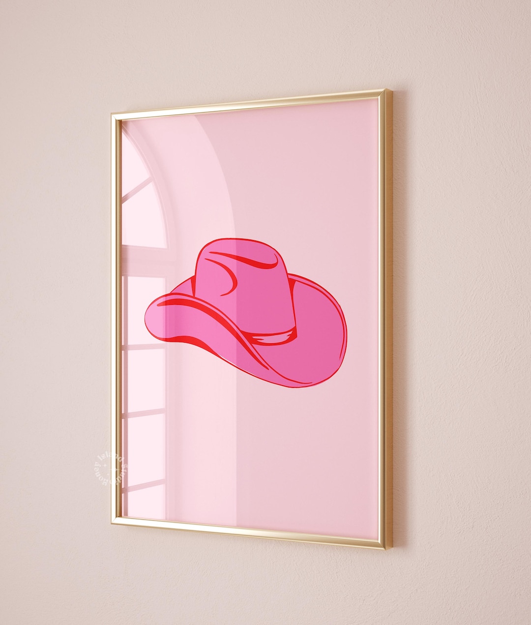 Pink Cowboy Hat Printable Art, Pink Western Decor, Preppy Wall Decor ...