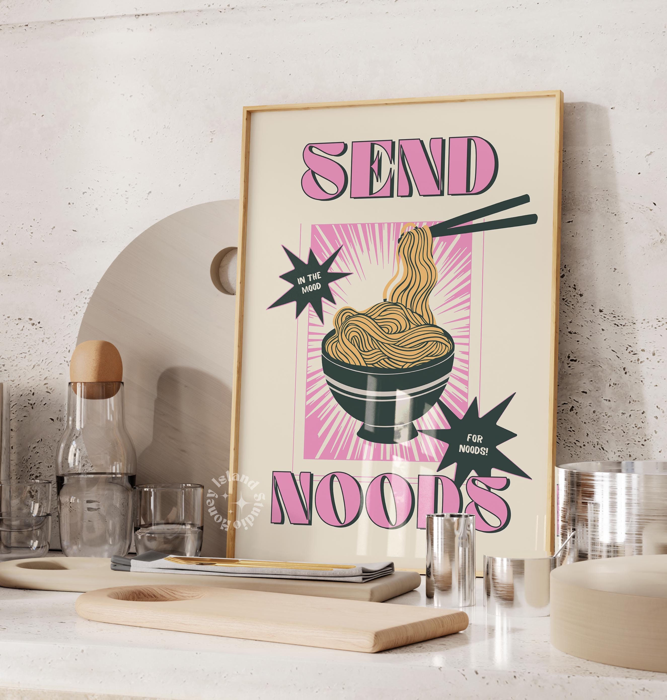 Send Noods Print: Retro Kitchen Wall Art (UNFRAMED) - Etsy